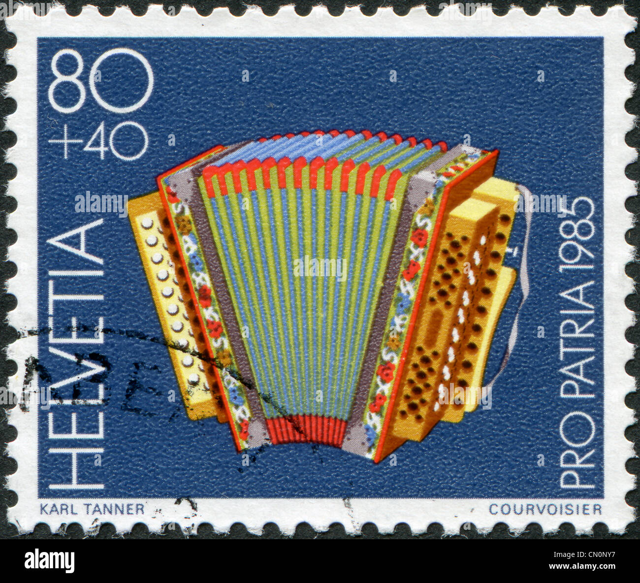 SWITZERLAND - CIRCA 1985: A stamp printed in Switzerland, shows a folk ...