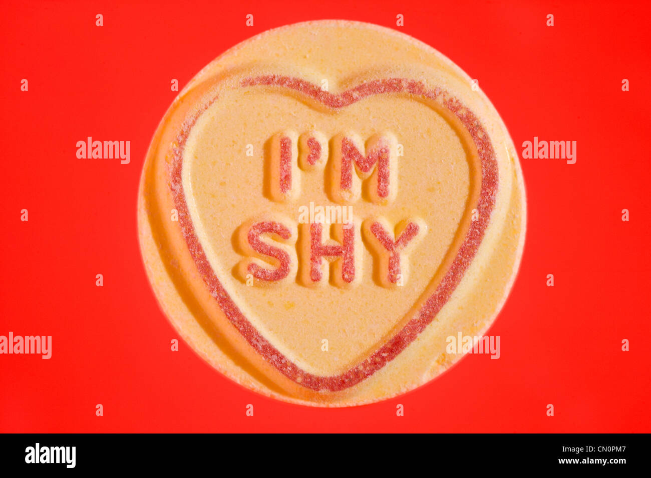 Love Hearts Heart fizzy sweet sweets candy I'm Shy Stock Photo - Alamy