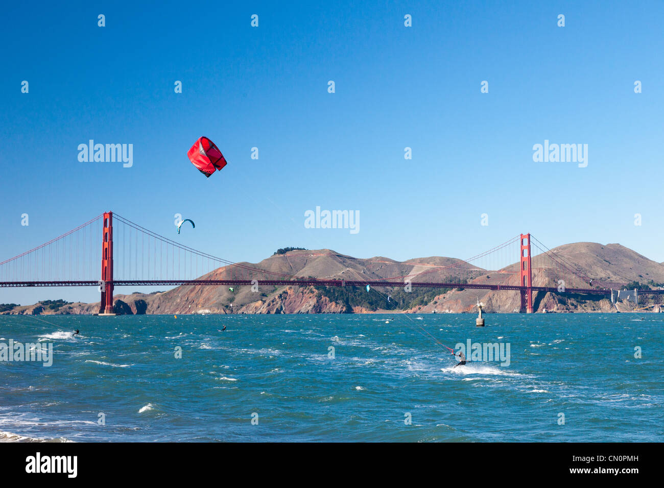 Kite Surfing and Golden Gate Bridge from Crissy Field San Francisco ...