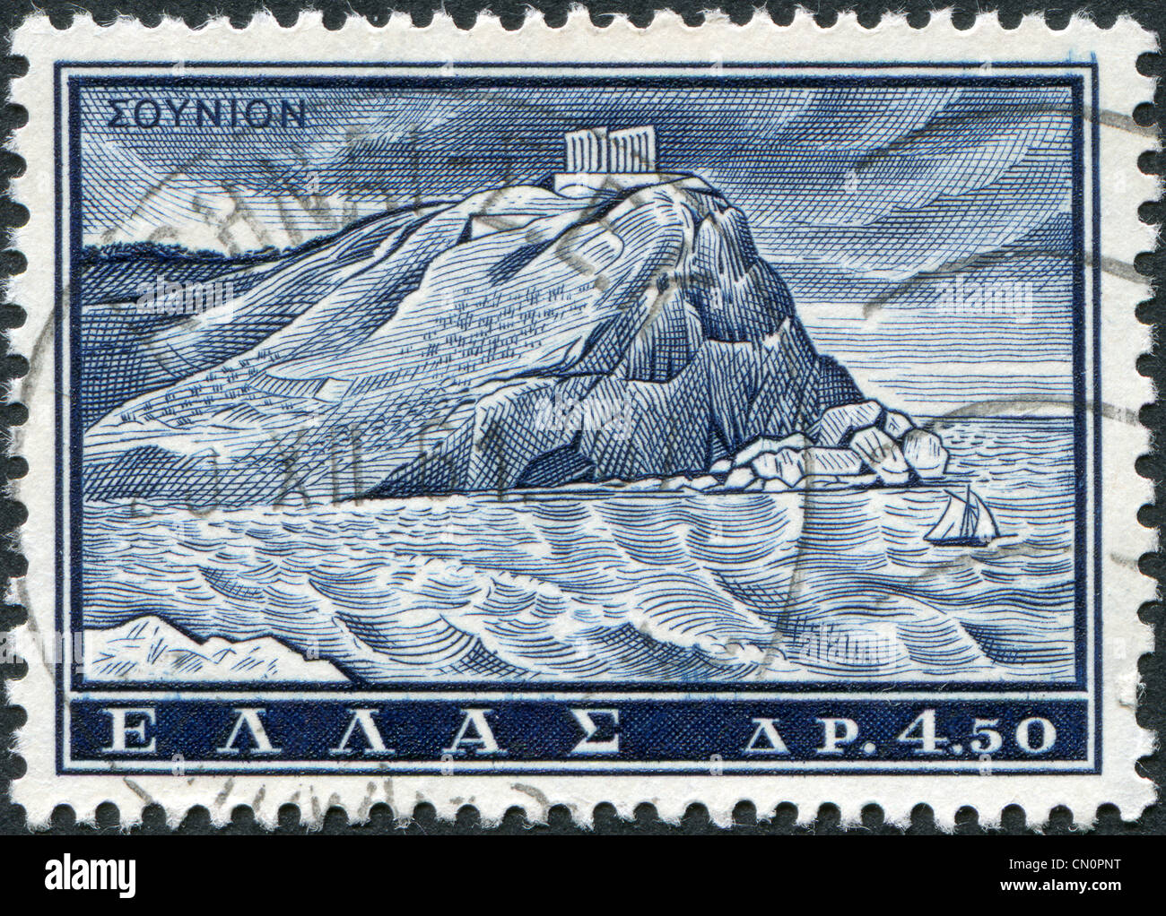 GREECE - CIRCA 1961: A stamp printed in Greece, shows Temple of ...
