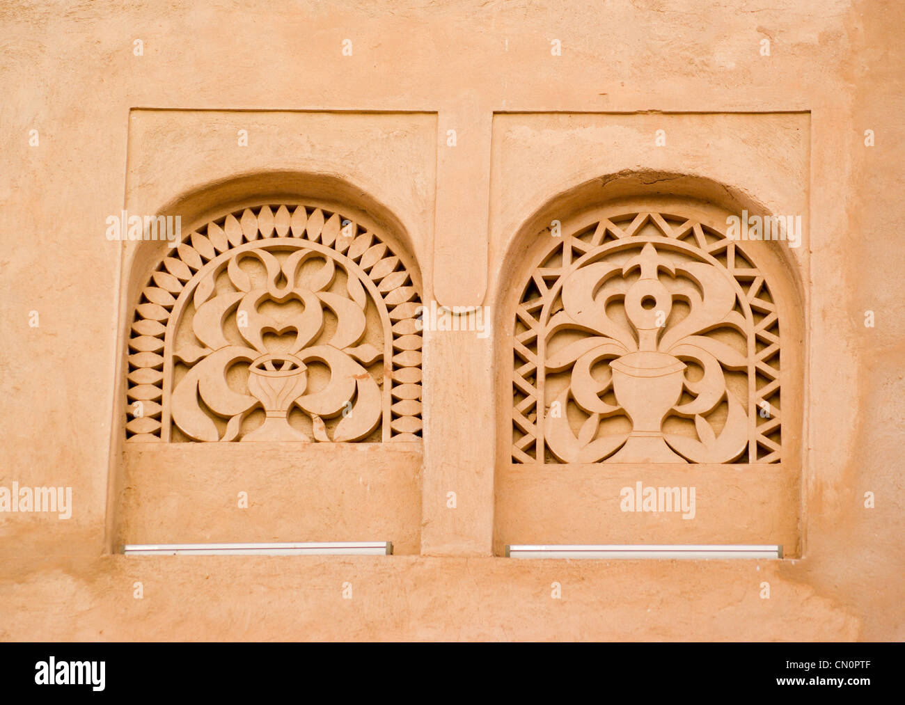 Islamic flower carving design, in Bastakiya, Dubai, United Arab ...