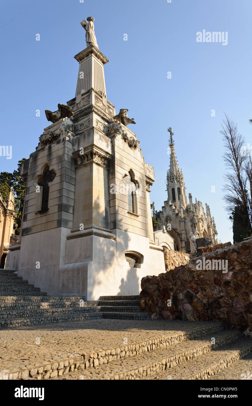 Tomb decorated with statues and sculptures in the monumental cemetery ...