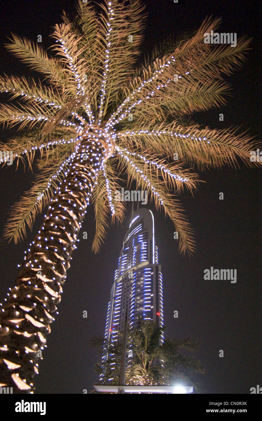 Downtown Address tower at night, Dubai, United Arab Emirates seen ...