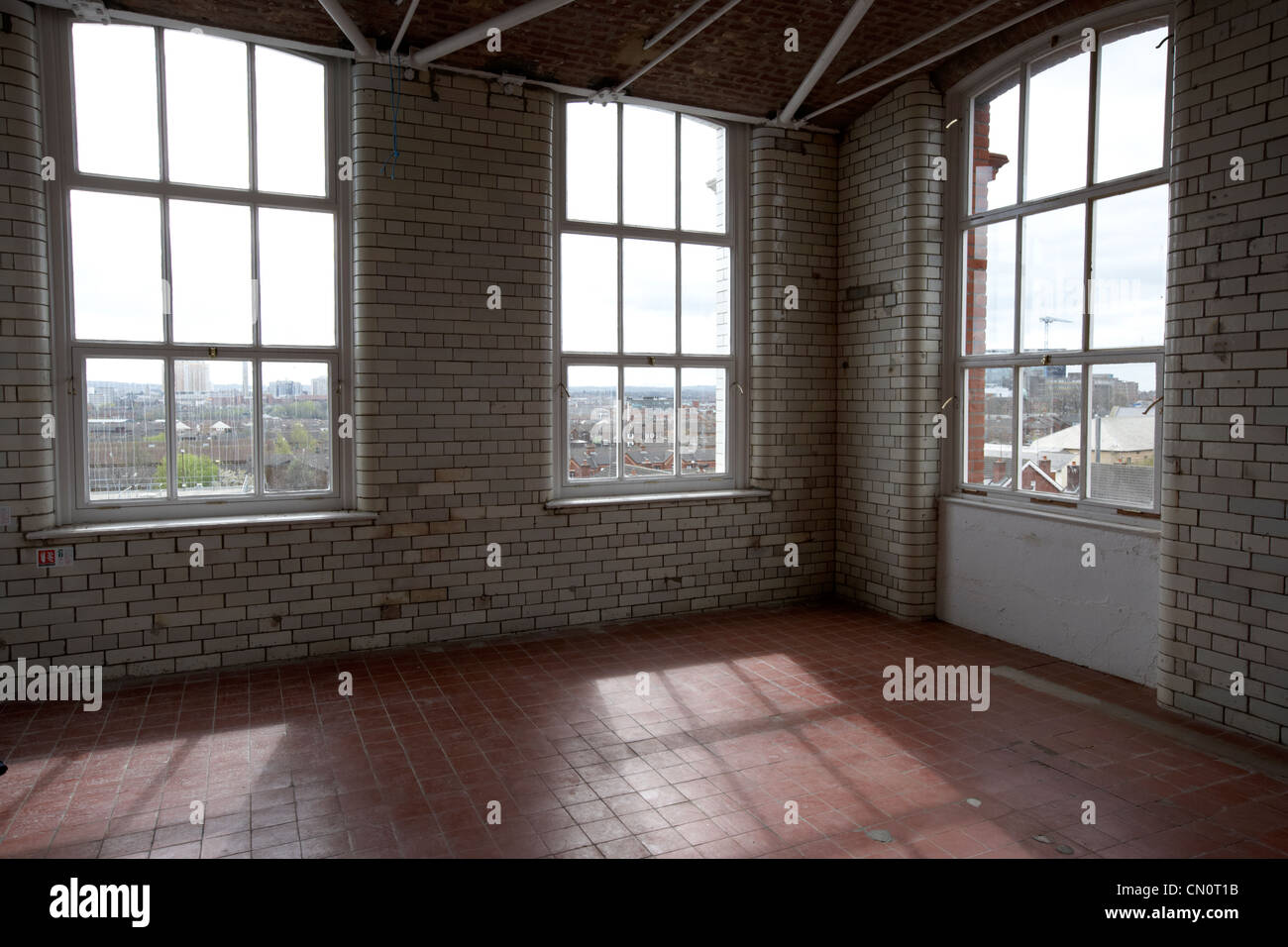 looking out on west belfast from the interior of regenerated conway ...