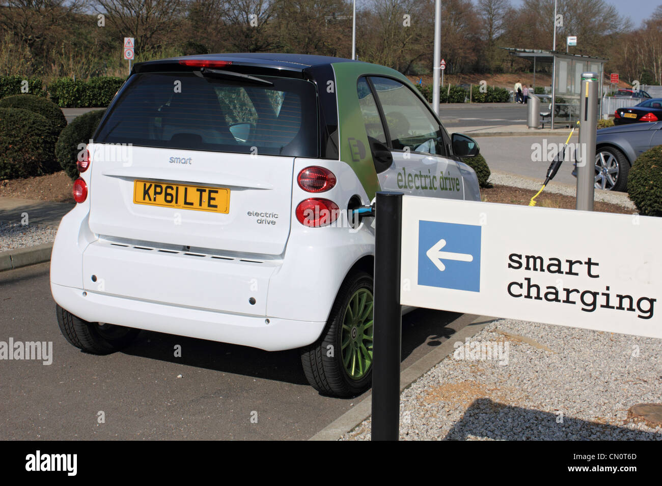 Electric Drive Smart cars being charged at Brooklands Surrey England UK ...