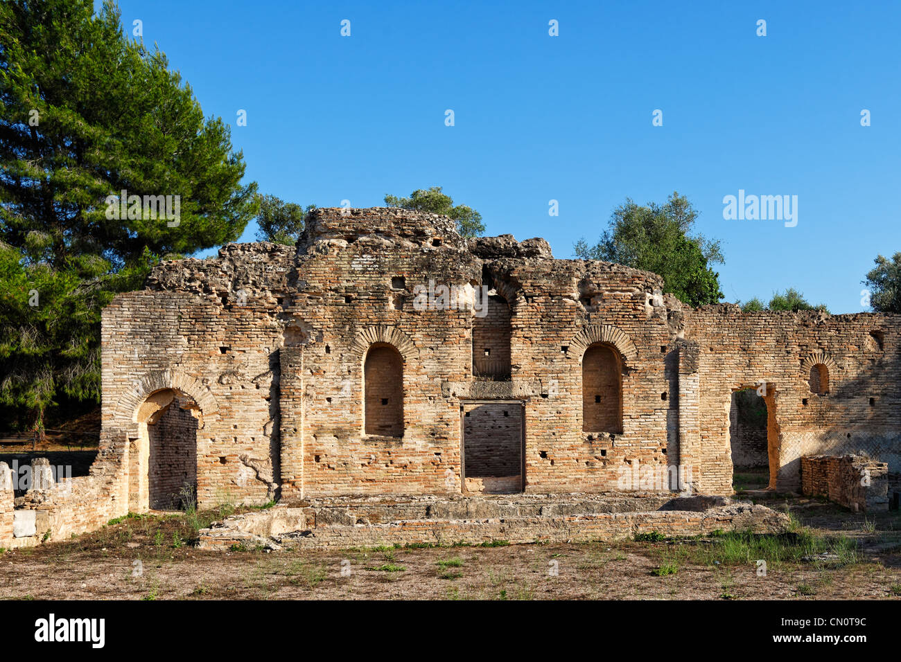 Leonidaion Thermae monument (3rd cent. A.D.) in Olympia, Greece Stock ...