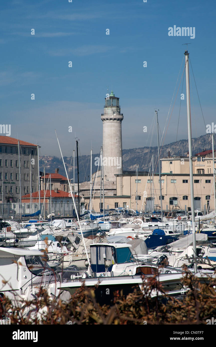 Trieste's Victory lighthouse towering over the Marina San Giusto ...