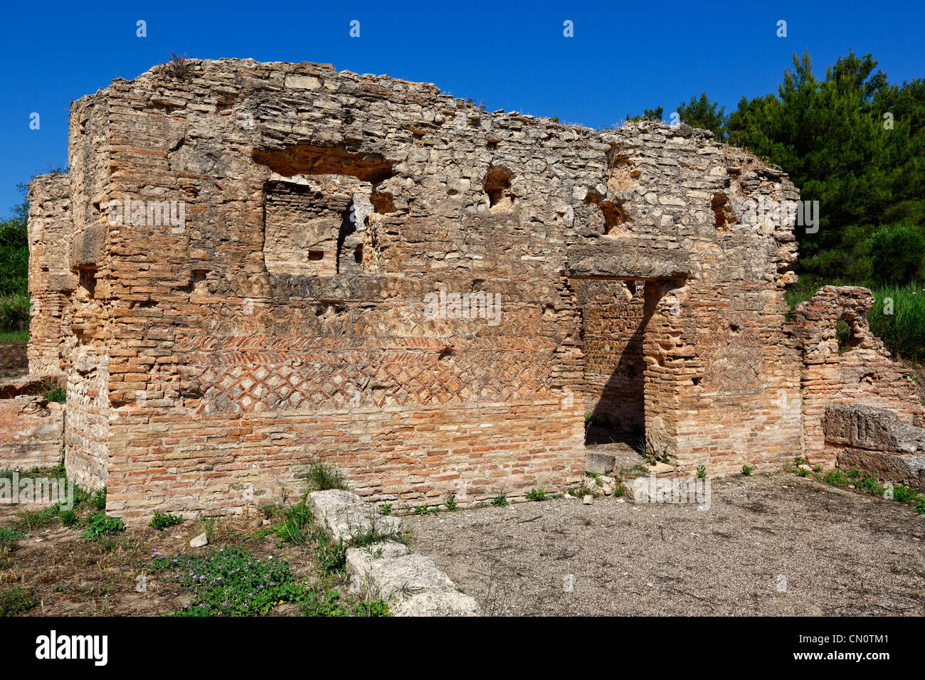 Leonidaion Thermae monument (3rd cent. A.D.) in Olympia, Greece Stock ...