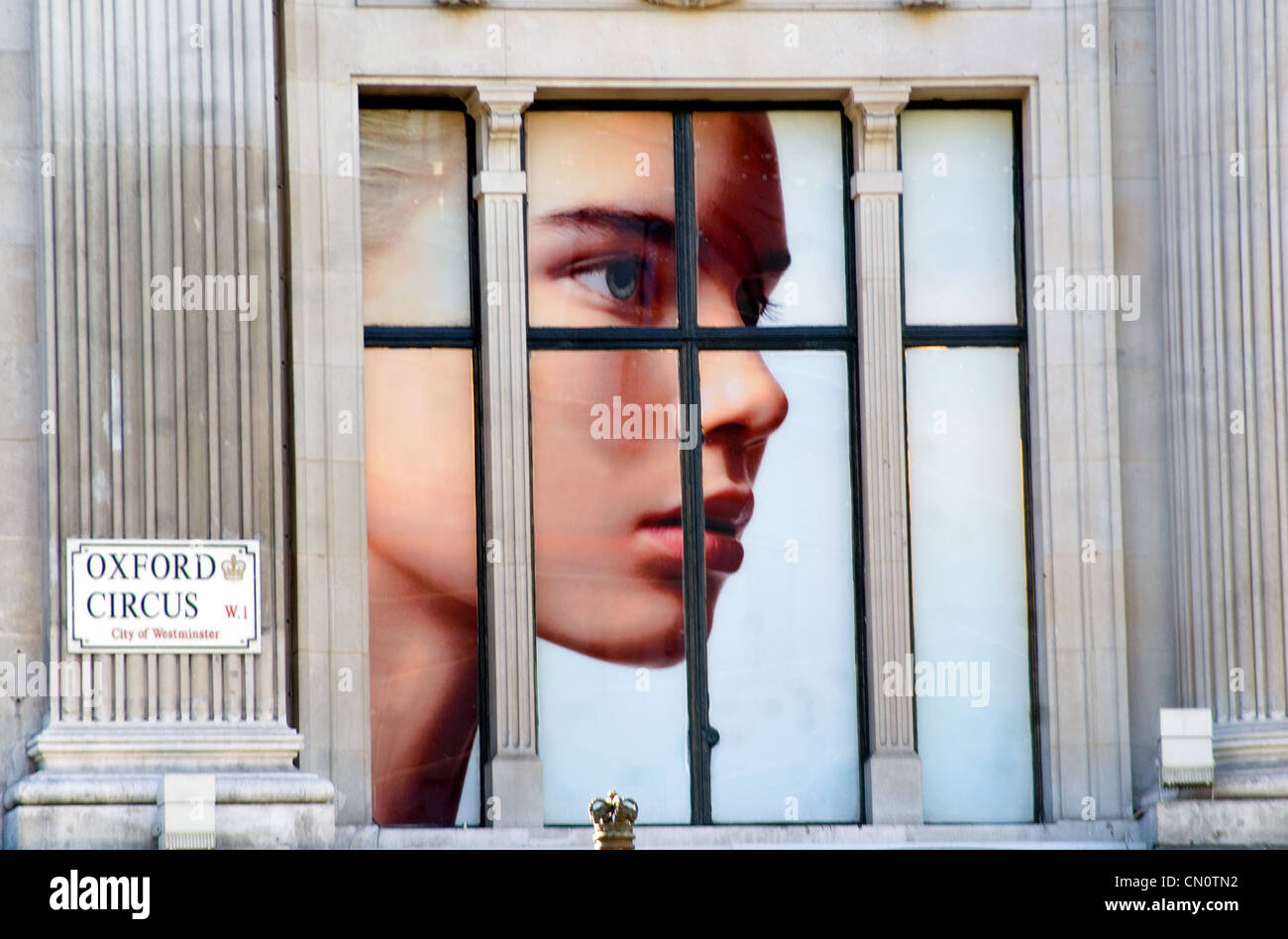 Advertisement in Oxford Circus Street Stock Photo - Alamy