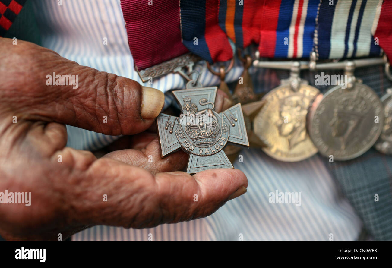 A Victoria Cross valour medal worn by the medal holder Bhaubhakta ...