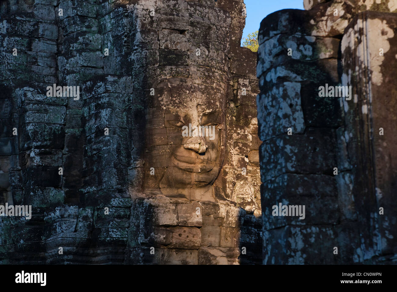 Huge smiling face at Bayon Temple, Angkor Thom, UNESCO World Heritage ...