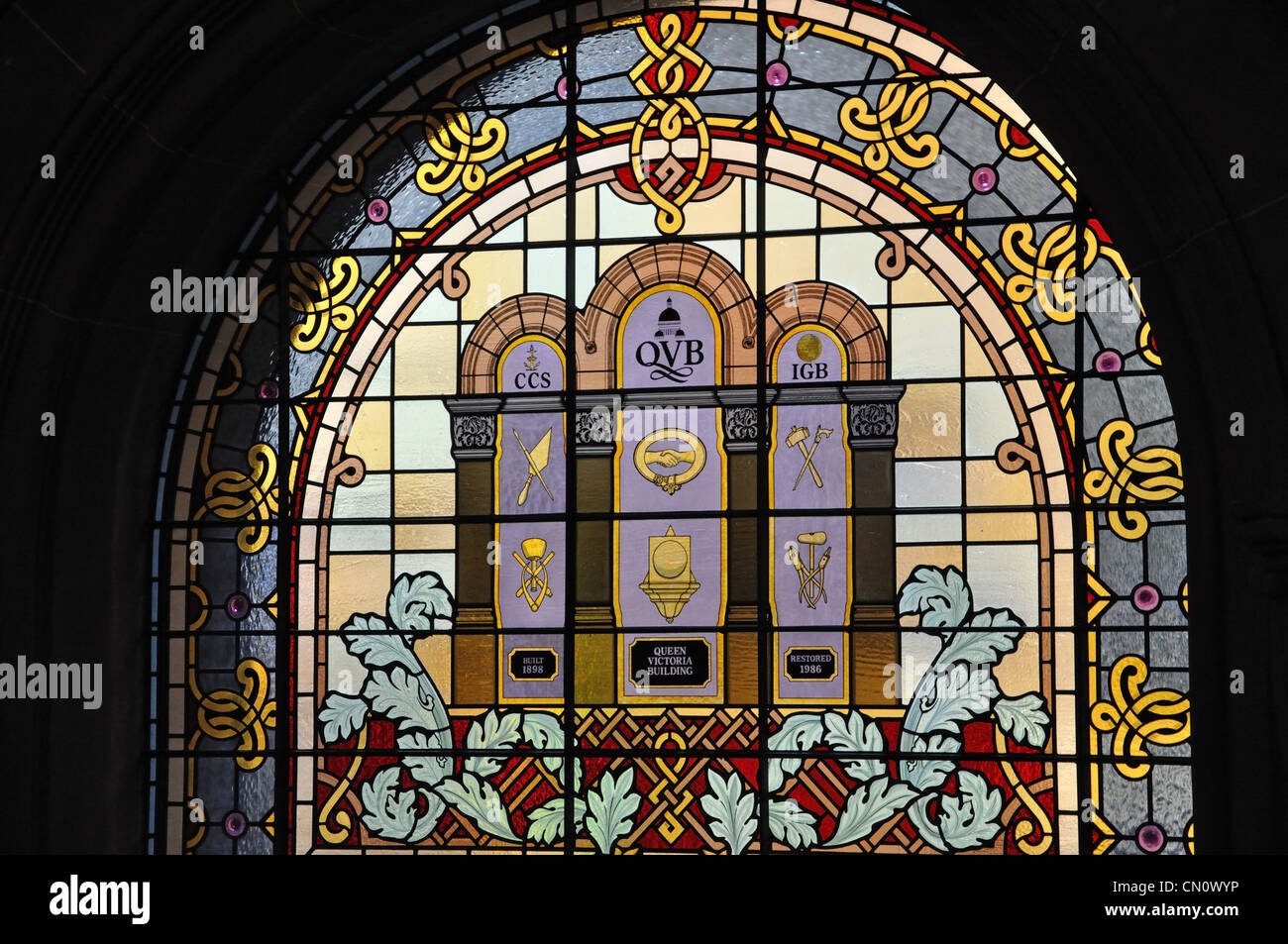Stained glass windows of Interior of Queen Victoria Building (QVB ...