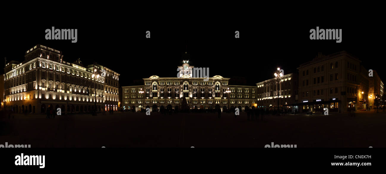Panoramic view of Trieste by night Stock Photo - Alamy
