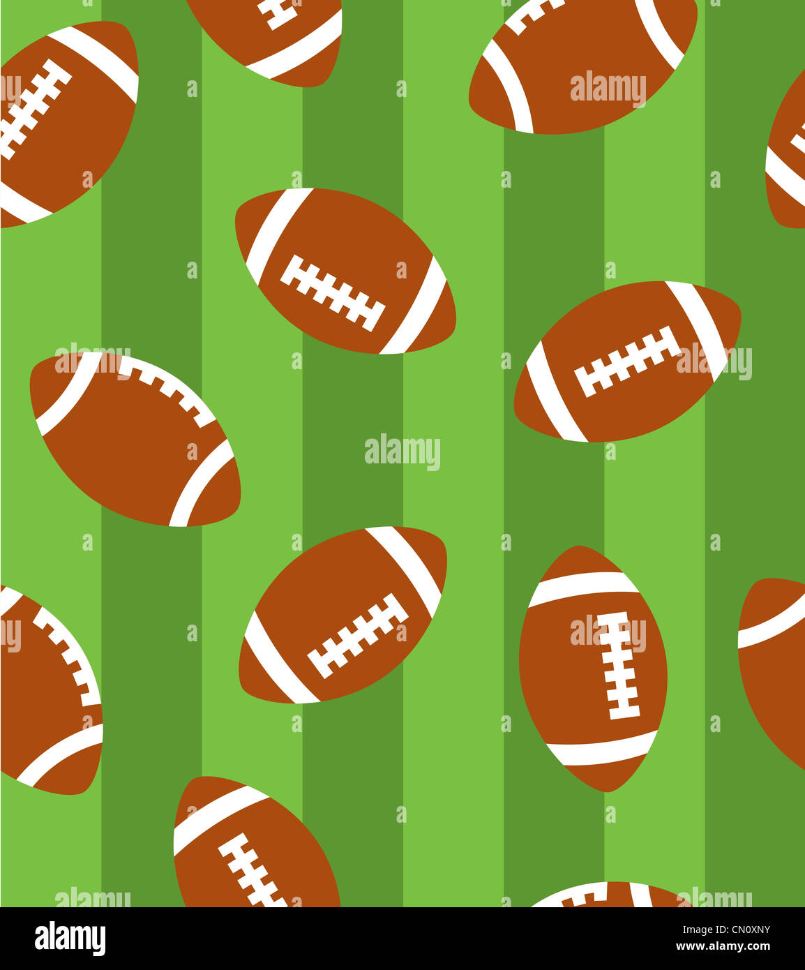 A seamless pattern design of football flying all over a green field ...