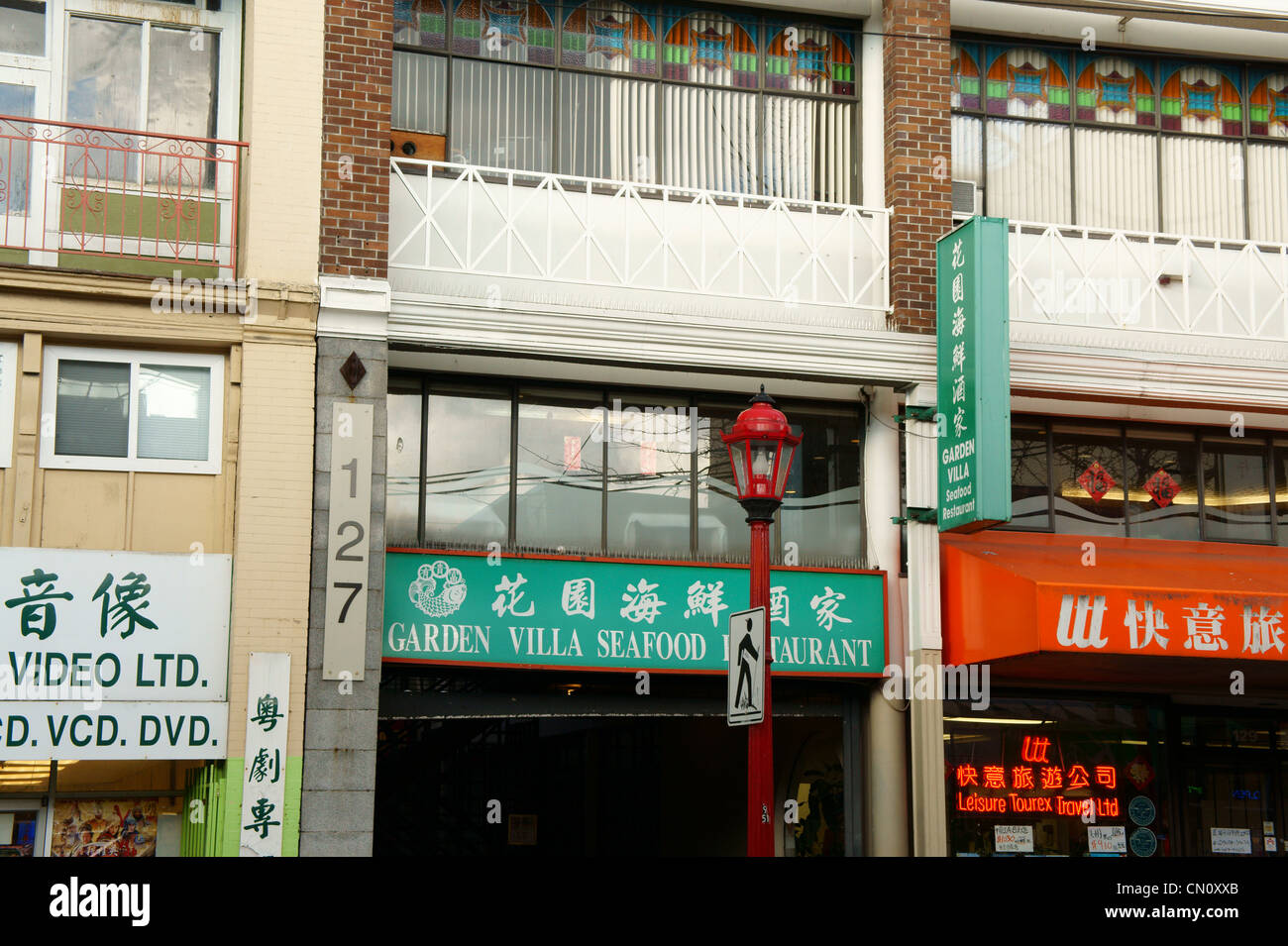 Colourful storefronts in Chinatown, Vancouver, British Columbia, Canada ...
