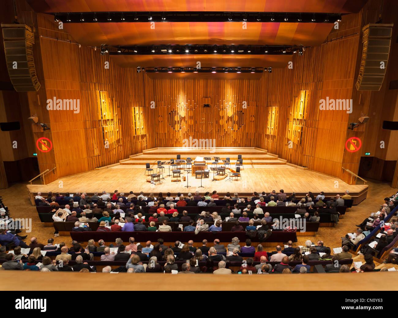 Empty music stage of the Barbican Centre Concert Hall Theatre Theater ...