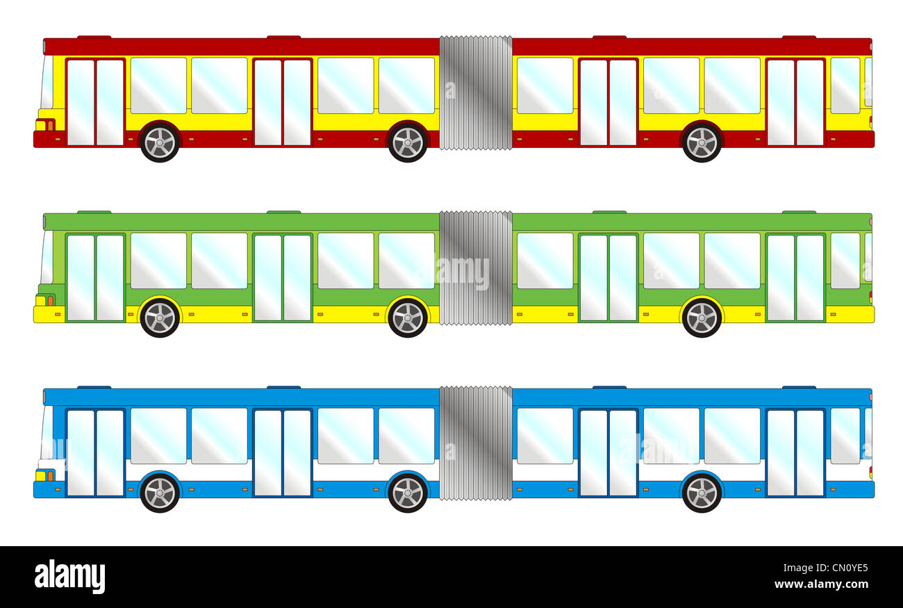 Vehicle pack - long bus, vector illustration Stock Photo - Alamy