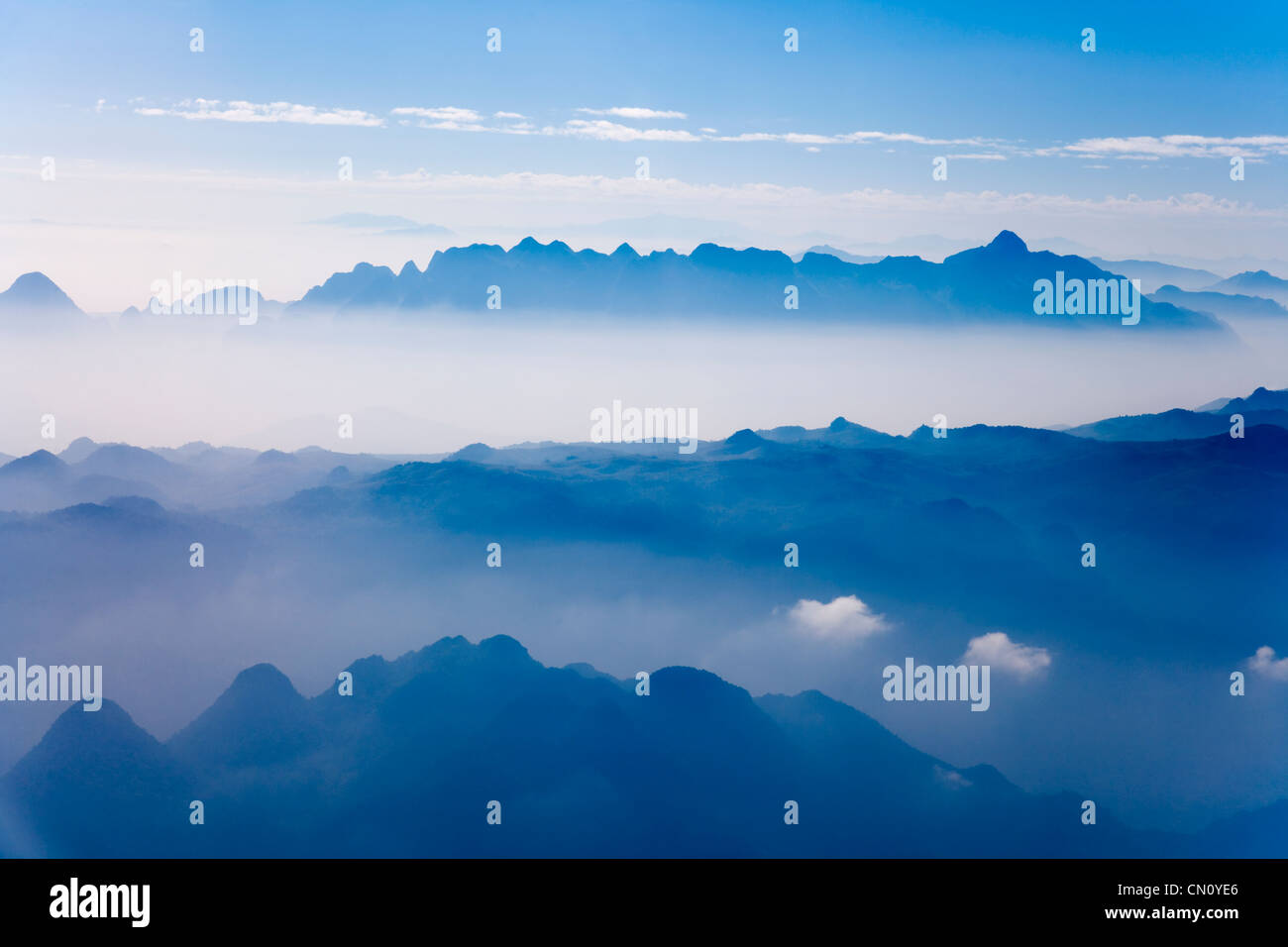 Aerial view of mountain layers, Vietnam Stock Photo - Alamy