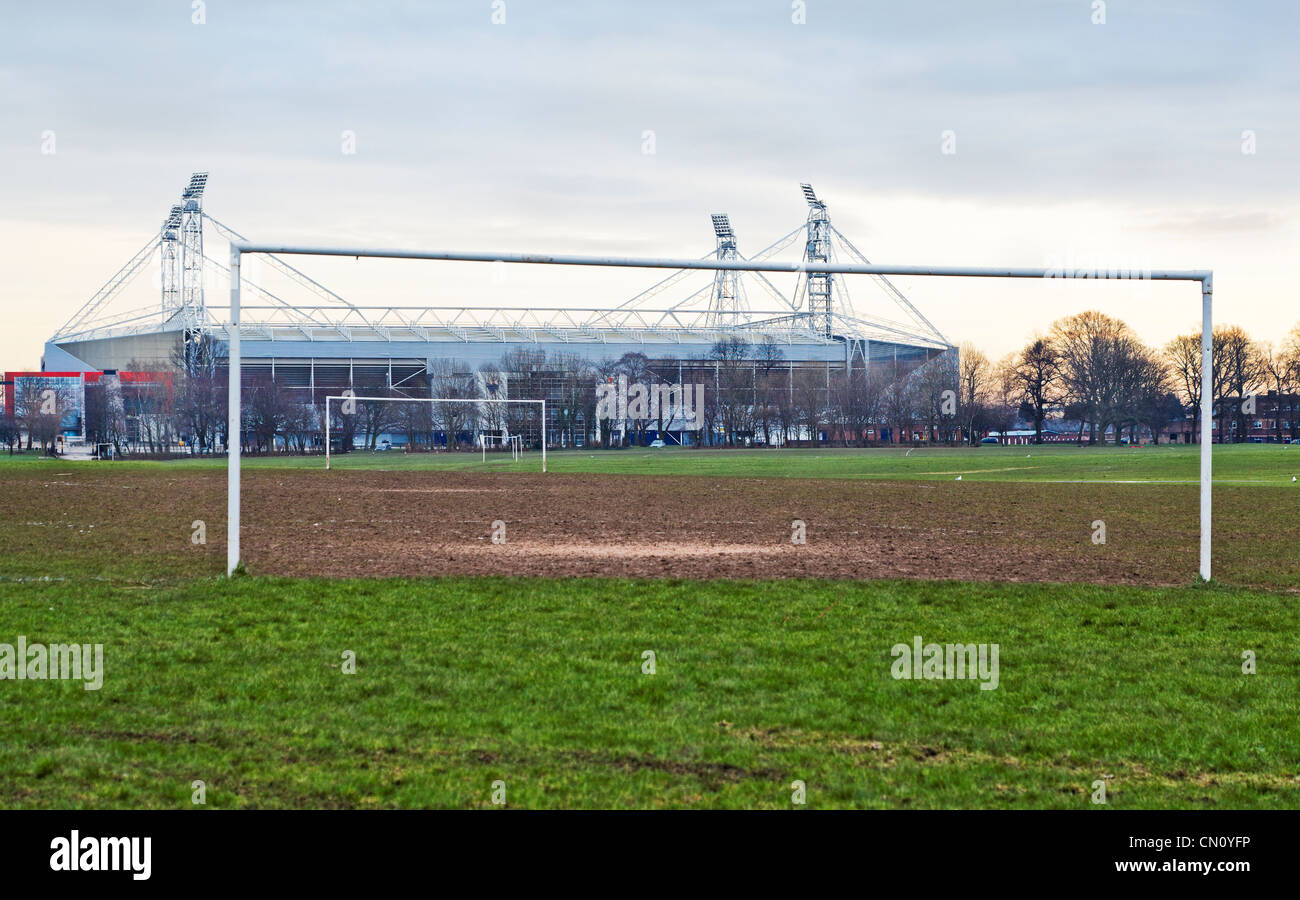 Lancashire UK, Preston North End Football Stadium winter sun sinking ...