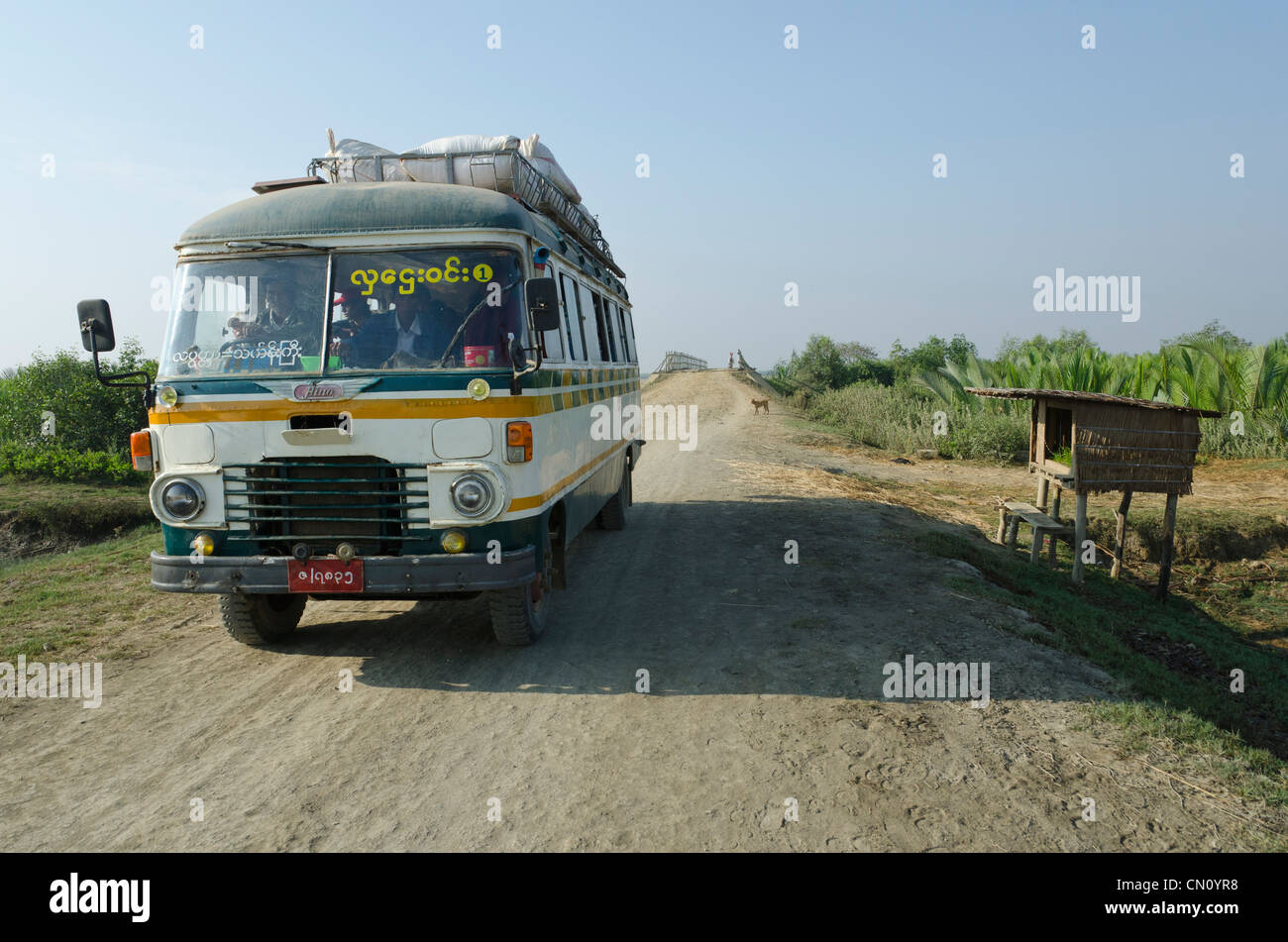 Public bus near Labutta. irrawaddy delta. Myanmar Stock Photo - Alamy