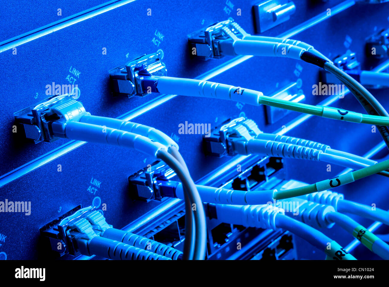 optic fiber cables connected to data center Stock Photo - Alamy