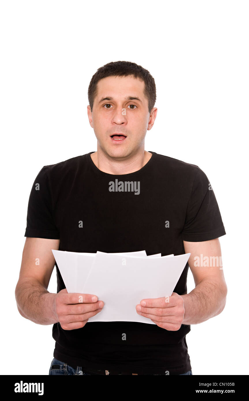 Man reading letter scared hi-res stock photography and images - Alamy