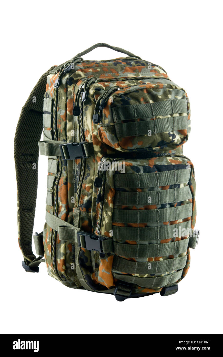 military backpack isolated on a white background Stock Photo - Alamy