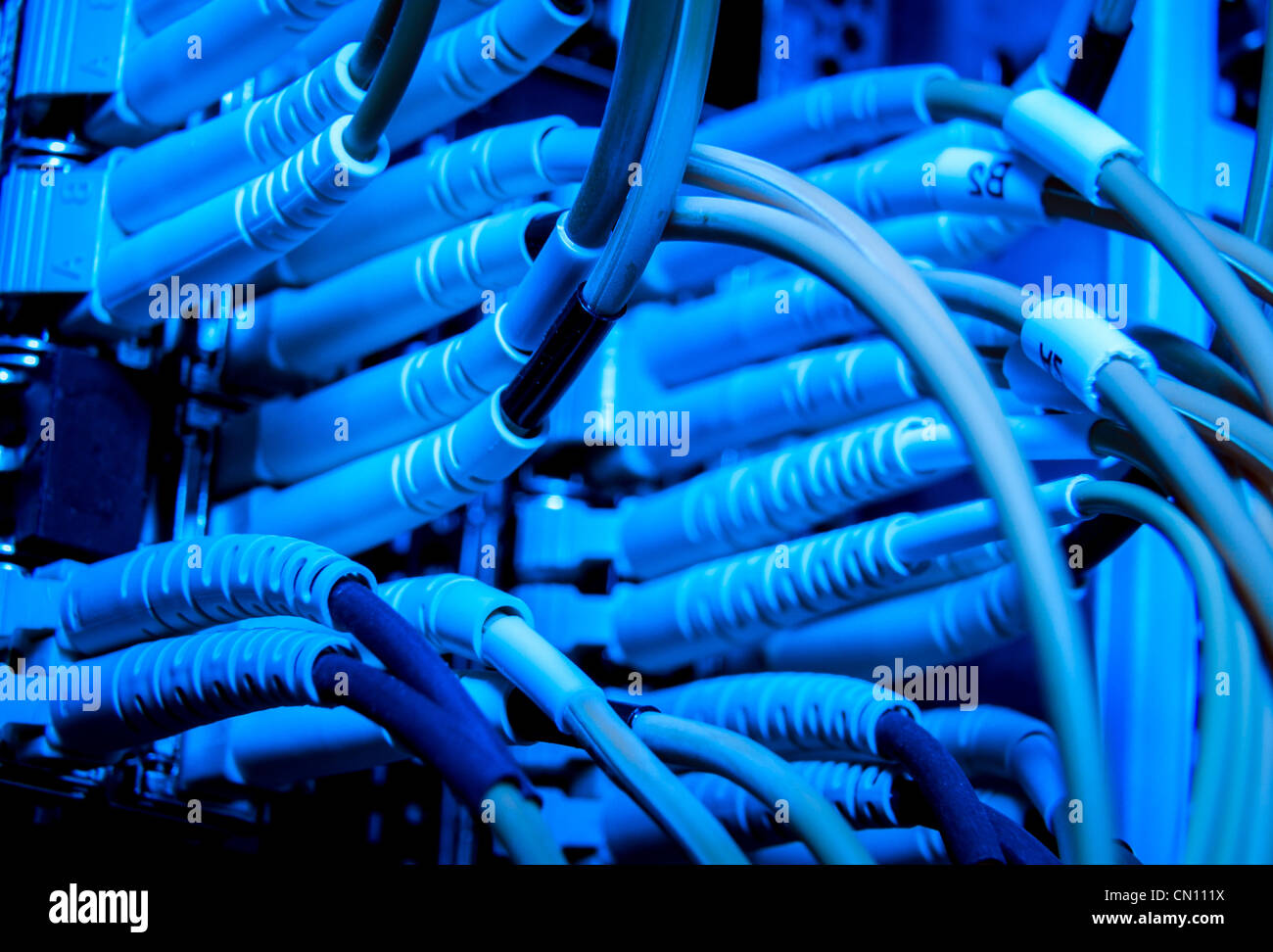 optic fiber cables connected to data center Stock Photo - Alamy