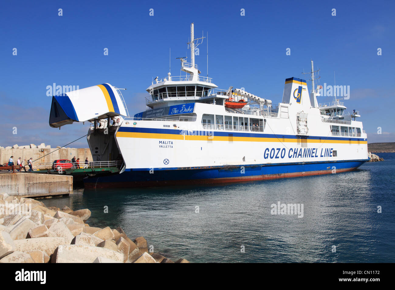 The Gozo Channel Line ferry Malita boarding at the Cirkewwa Terminal ...