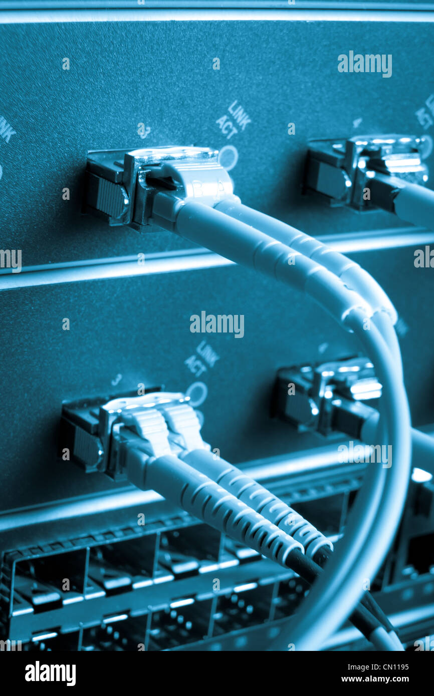 optic fiber cables connected to data center Stock Photo - Alamy