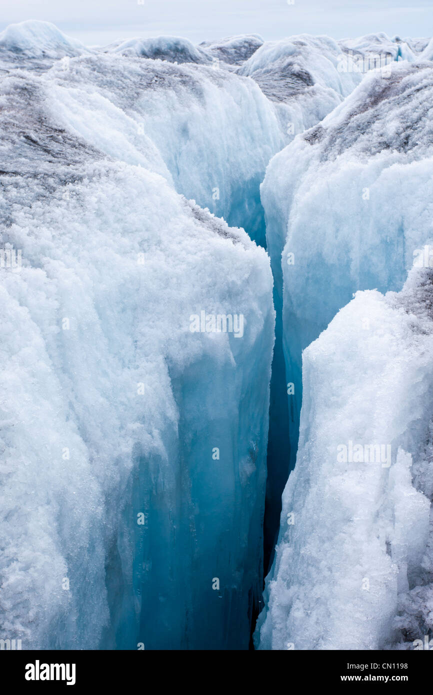 Greenland icecap - crevassed glacier in Greenland Stock Photo - Alamy