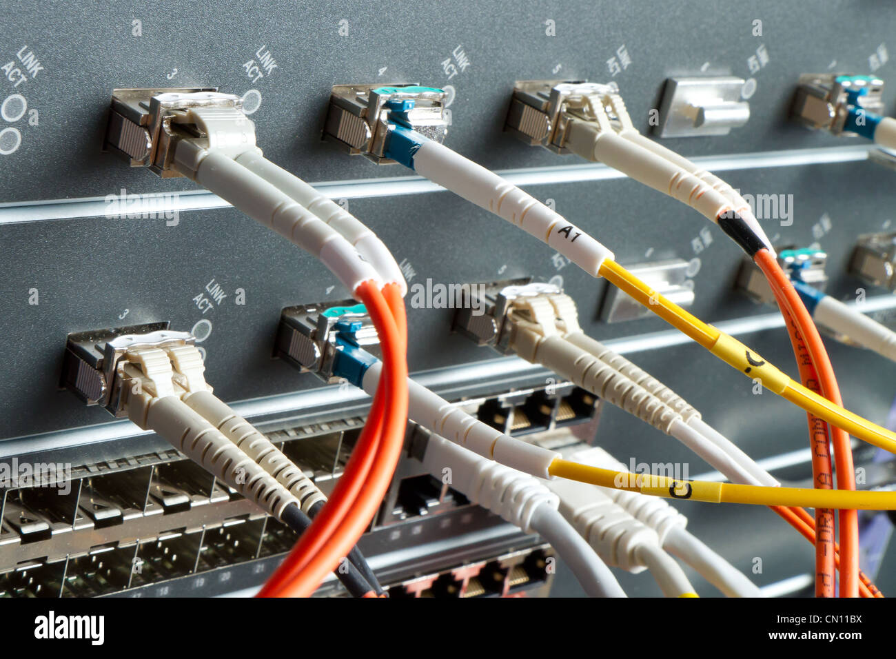optic fiber cables connected to data center Stock Photo - Alamy