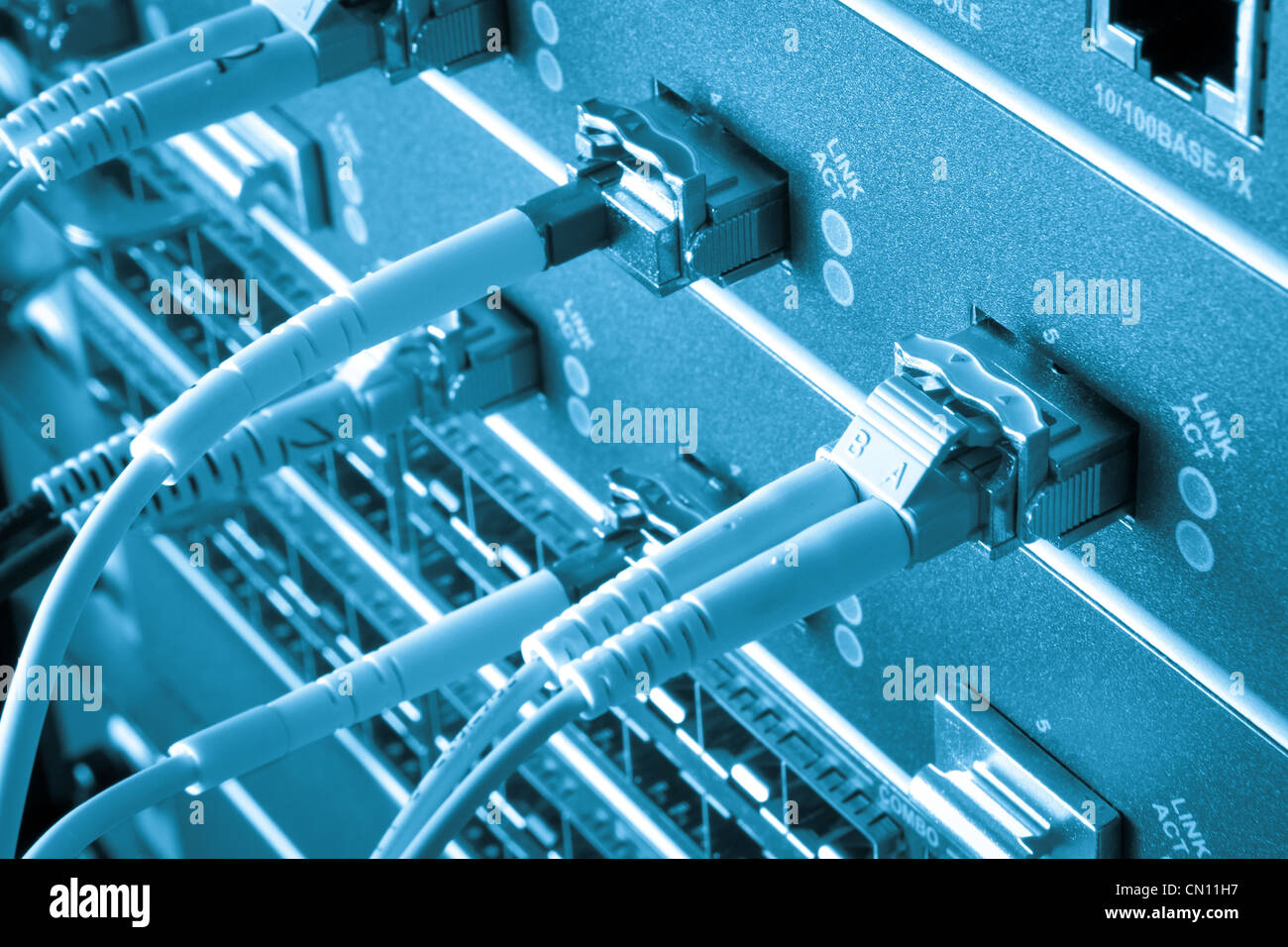 optic fiber cables connected to data center Stock Photo - Alamy