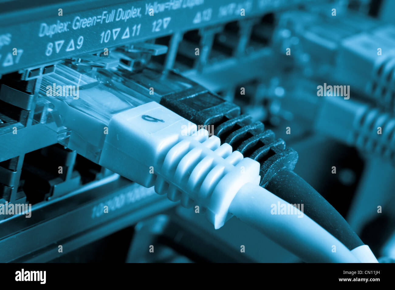 network cables connected to hub Stock Photo - Alamy