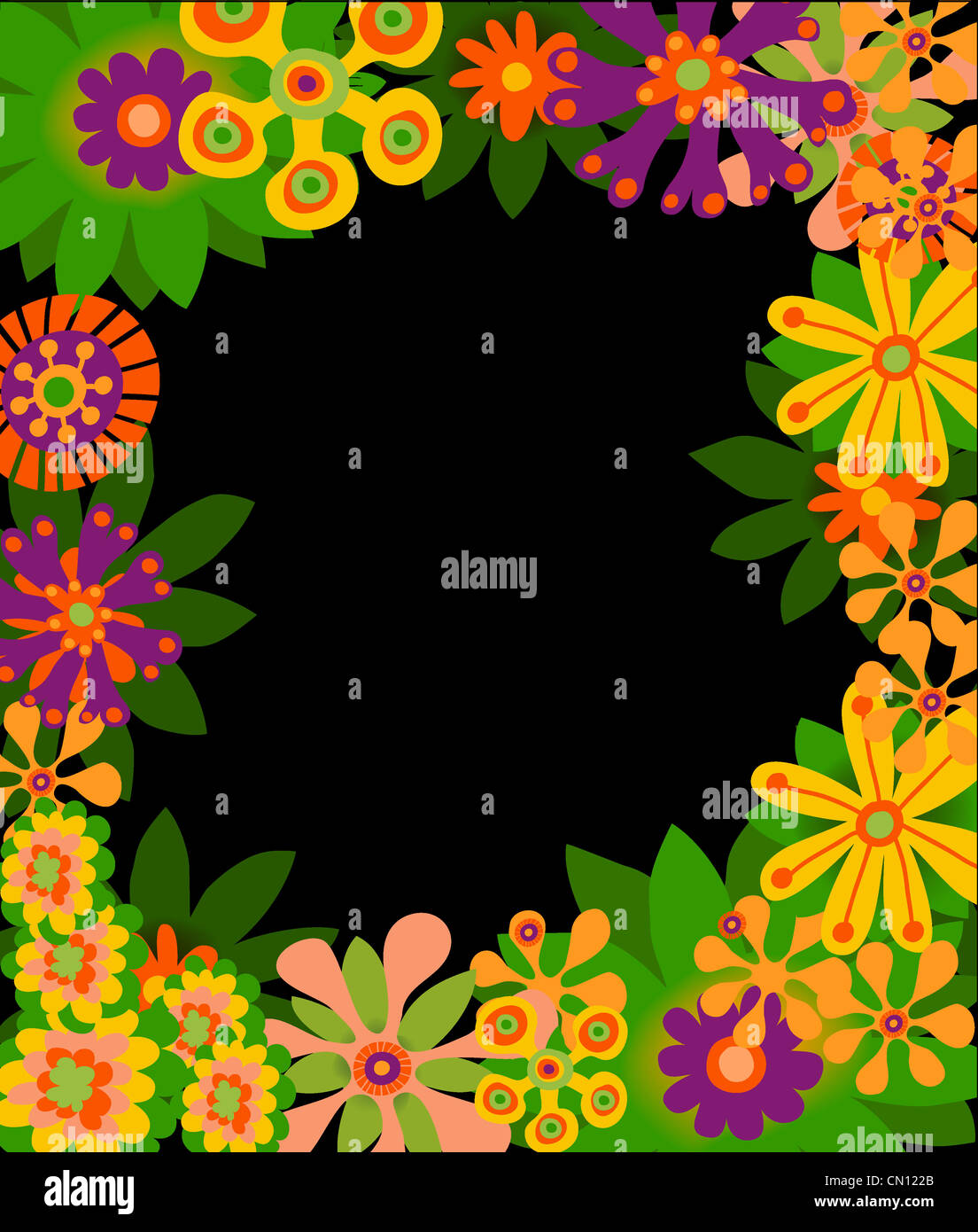Cartoon floral border hi-res stock photography and images - Alamy