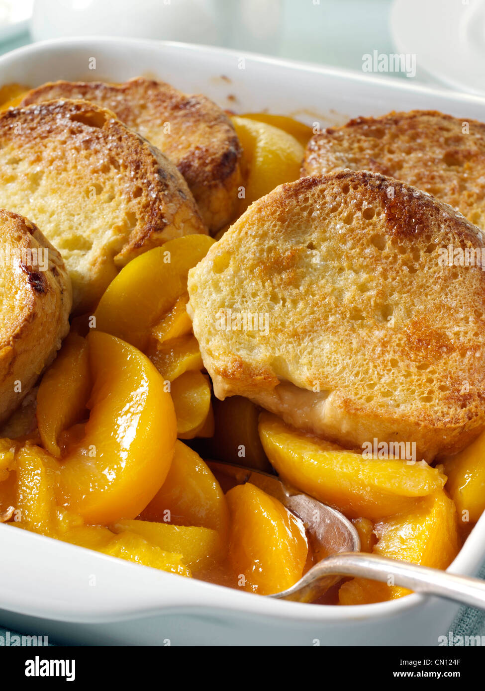 Golden topped peach cobbler dessert hi-res stock photography and images ...