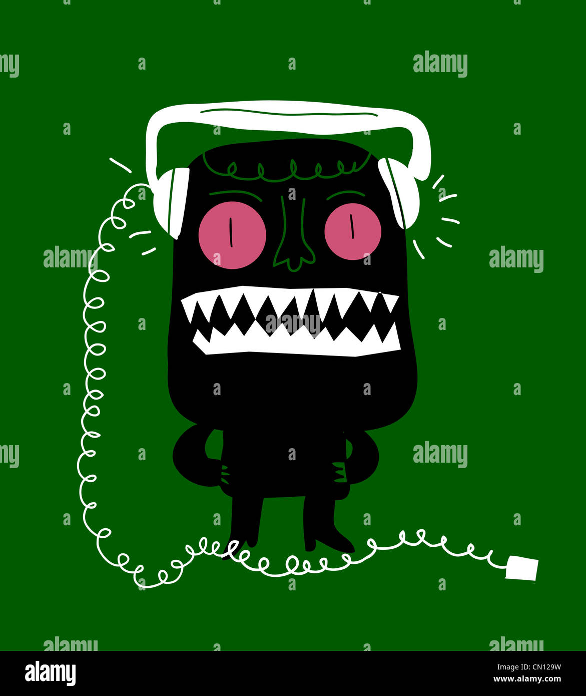 anger man listening music from headphones Stock Photo - Alamy