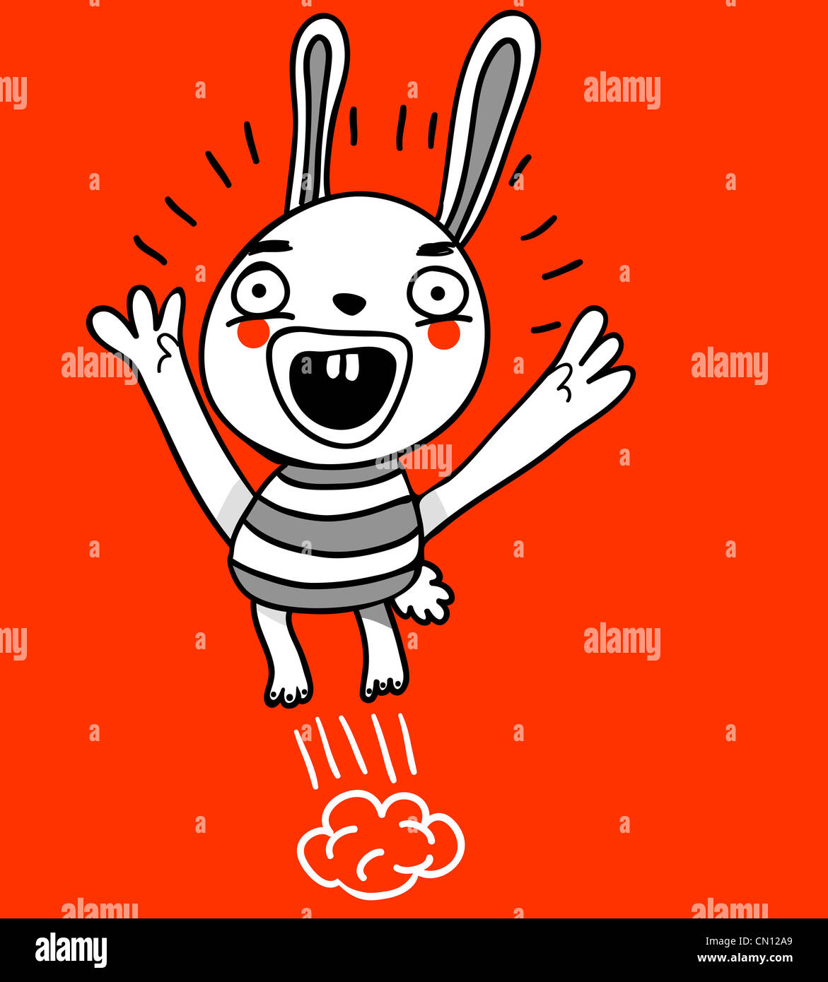 jumping rabbit in red background Stock Photo - Alamy