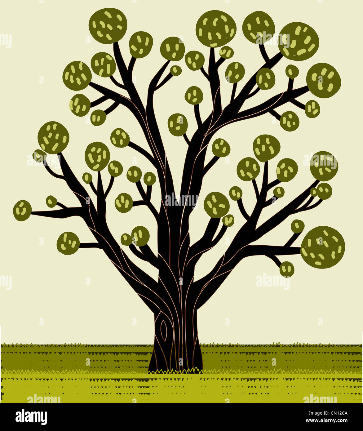 a simple tree in the grass Stock Photo - Alamy