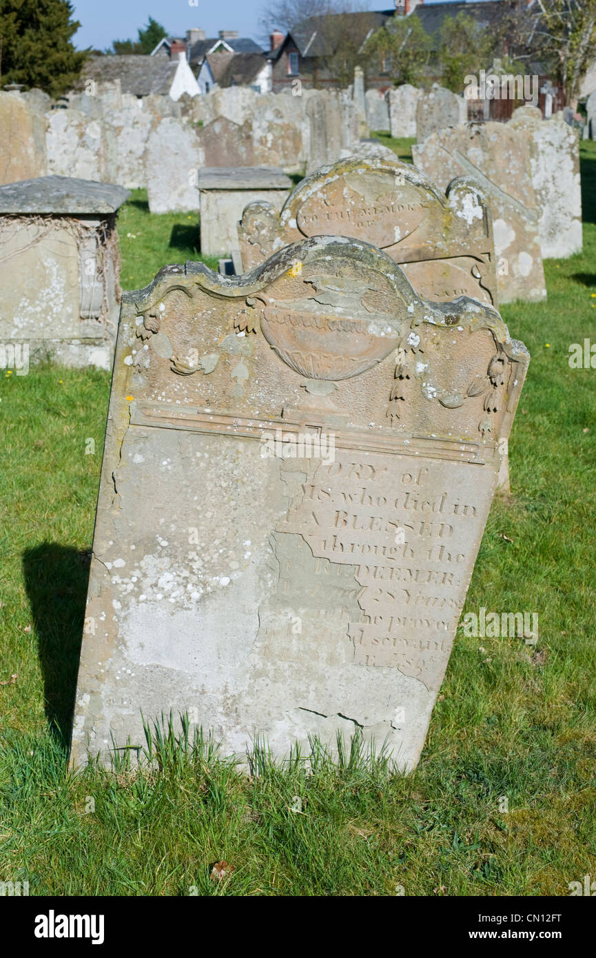 Gravestone in graveyard of Clyro Church Powys Wales UK Stock Photo - Alamy