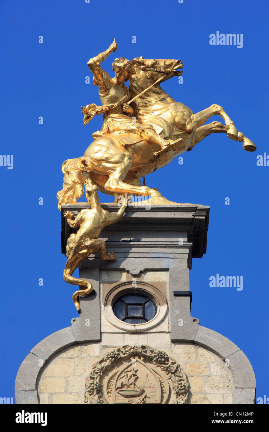 Guildhall topped by a statue of Saint George slaying the dragon at the ...