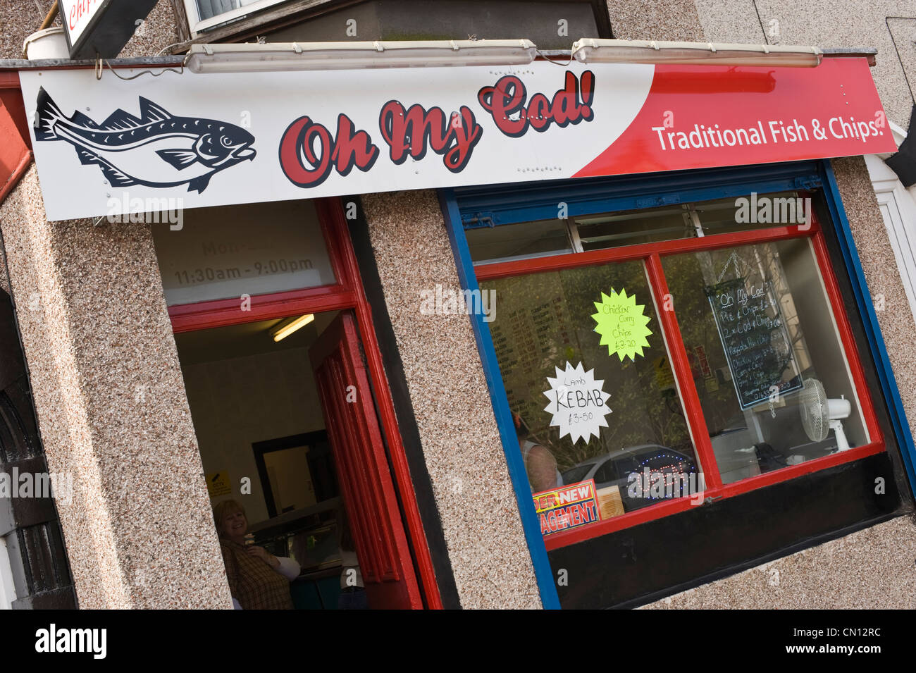 Exterior of OH MY COD traditional fish and chip shop in Newport South ...