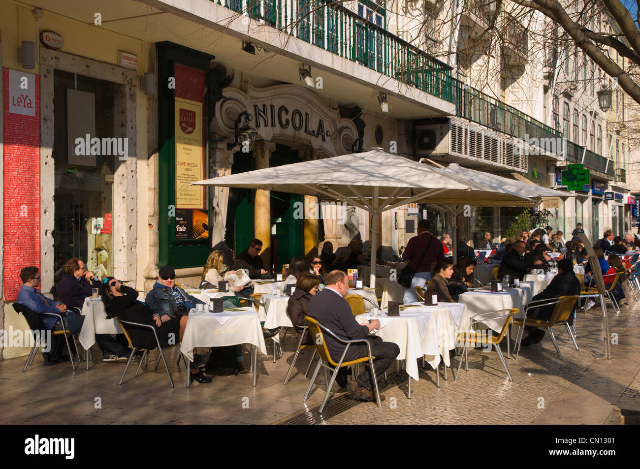 Nicola cafe terrace Rossio square Baixa district central Lisbon ...