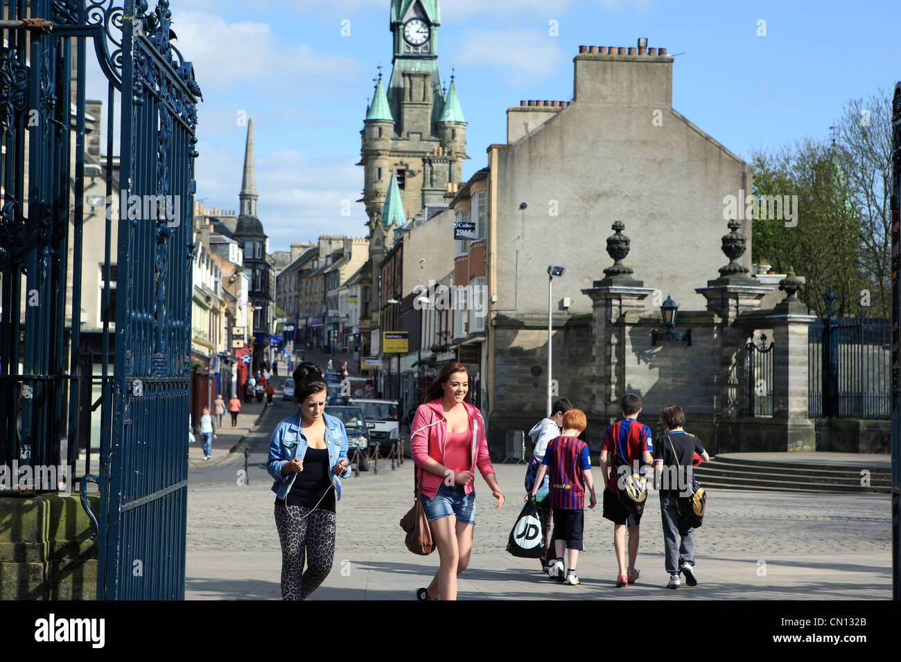People using the main gates of Pittencrieff Park in the Fife town of ...
