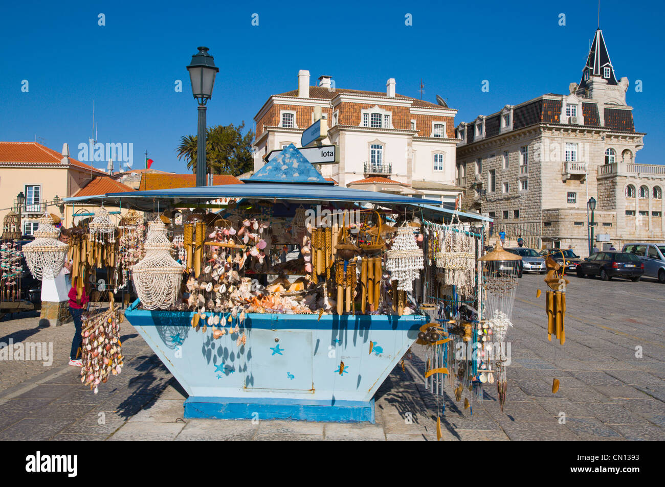 Souvenir stall in the marina Cascais coastal resort near Lisbon ...