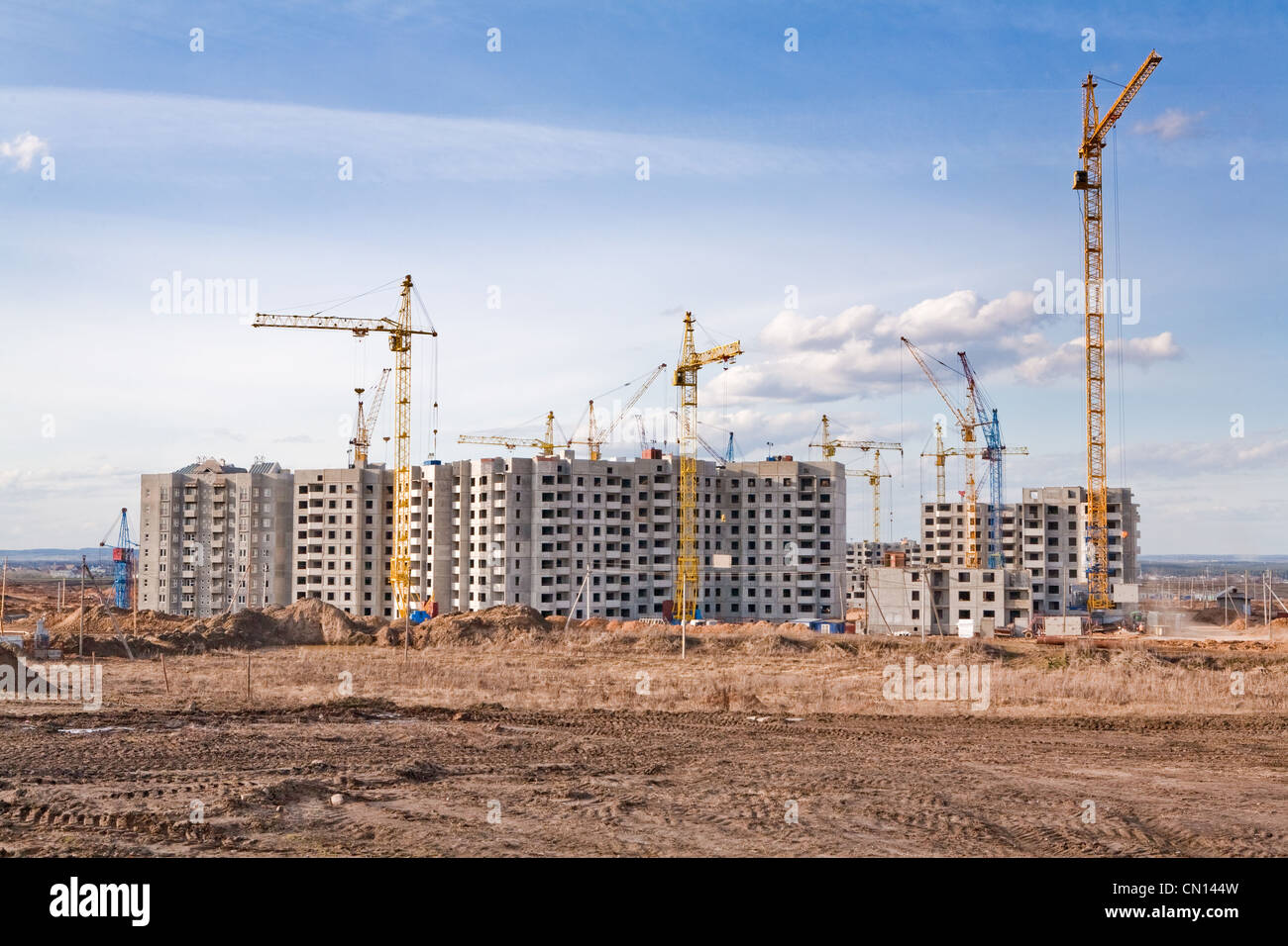 The construction of several large residential apartment buildings in ...