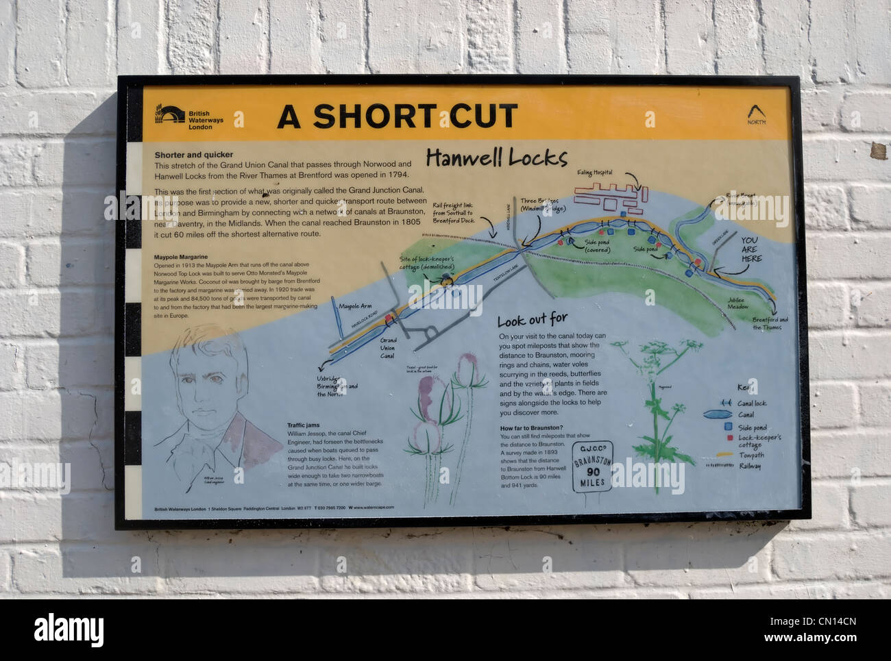 information board detailing local history and nature at hanwell locks ...