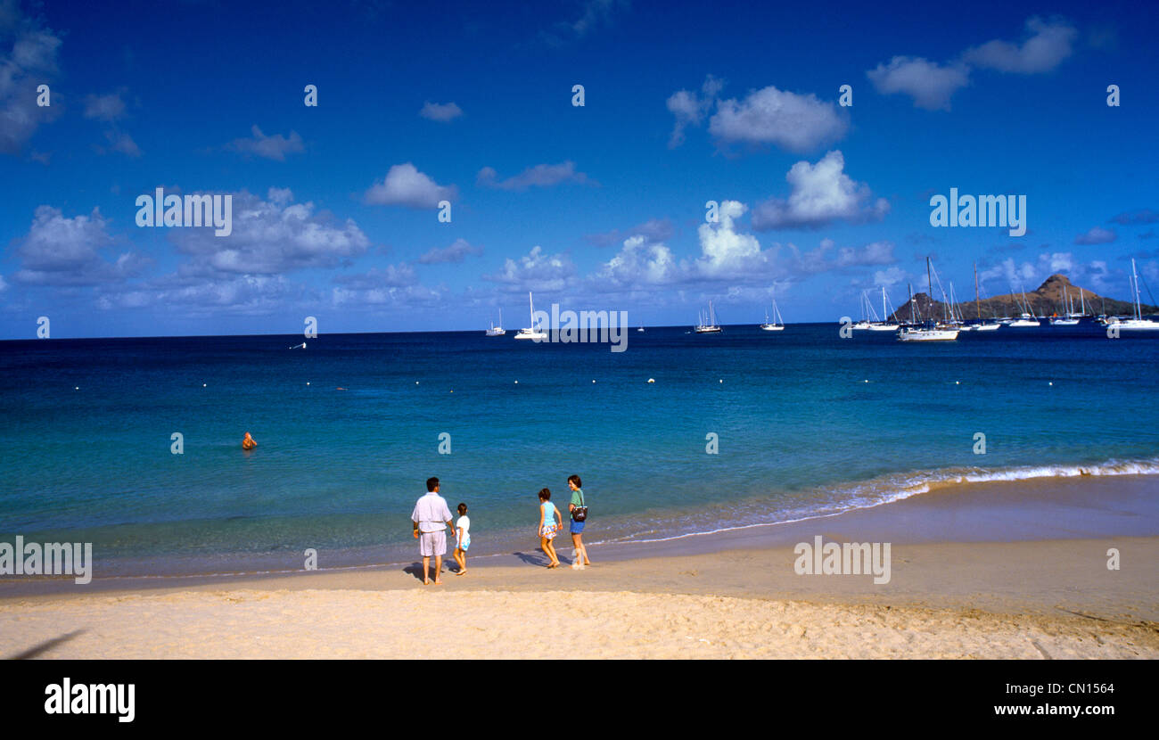 Rodney Bay St Lucia Reduit Beach Family Tourists Stock Photo - Alamy