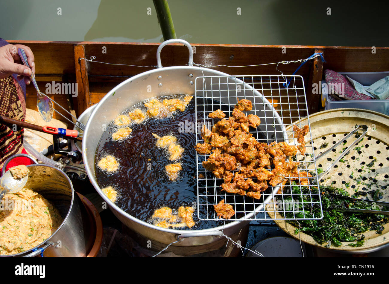 Thailand, Amphawa. Amphawa Floating Market, popular waterfront boat ...