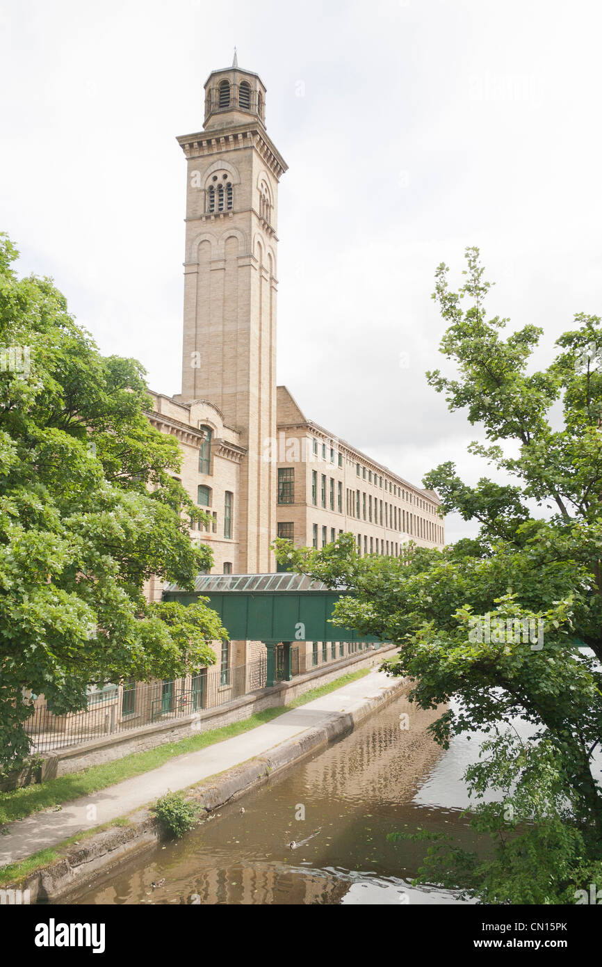 A mill factory at Saltaire on The Leeds and Liverpool Canal, Bingley ...